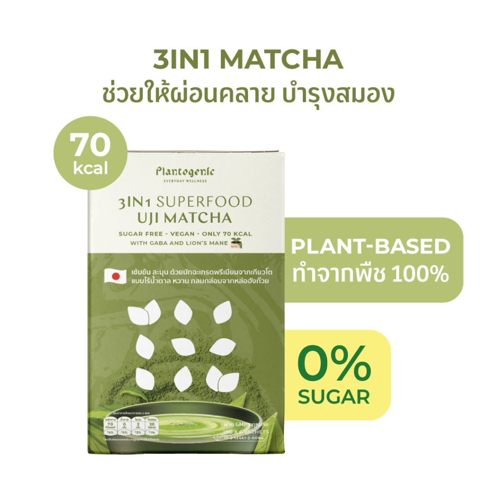 3in1 Superfood Matcha ชาเขียวพร้อมชง – PLANTOGENIC